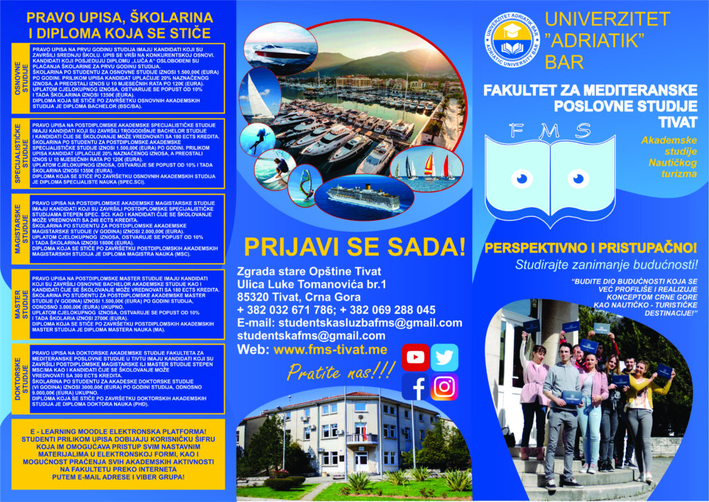 Upis na akademske studije nautičkog turizma | Fakultet za Mediteranske poslovne studije